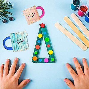 WISYOK 240 Pcs Natural Wood Craft Sticks, Popsicle Sticks, Lolly Sticks for Crafts 4.5 Inch, Ideal for Homeschool Arts and Crafts, Waxing Supplies, Classroom Art Supplies