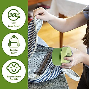 Yokimiya 10oz Soup Thermos Wide Mouth Vacuum Insulated Food Jar Stainless Fruit Snack Container Jar Thermos for Hot Food Rounds Leak Proof for School, Office （Green）