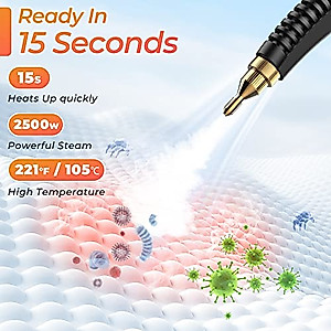 AUXCO 2500W Steam Cleaner, High Pressure Steamer for Cleaning, Handheld Portable Cleaners Home Use, Car Detailing, Cleaner Upholstery, Kitchen, Bathroom, Grout and Tile