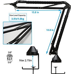 Quadcast Mic Boom Arm with Pop Filter - Advanced Microphone Arm Compatible with HyperX QuadCast Microphone, Professional Adjustable Scissor Microphone Stand by YOUSHARES