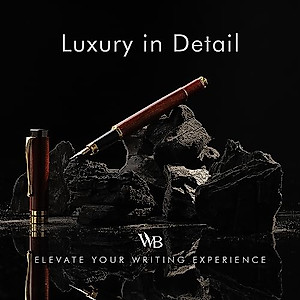 Wordsworth & Black's Fountain Pen Set, Luxury Bamboo Wood - Medium Nib, Gift Case; Includes 6 Ink Cartridges, Ink Refill Converter -Journaling, Calligraphy; Drawing, Smooth Writing [Rosewood]