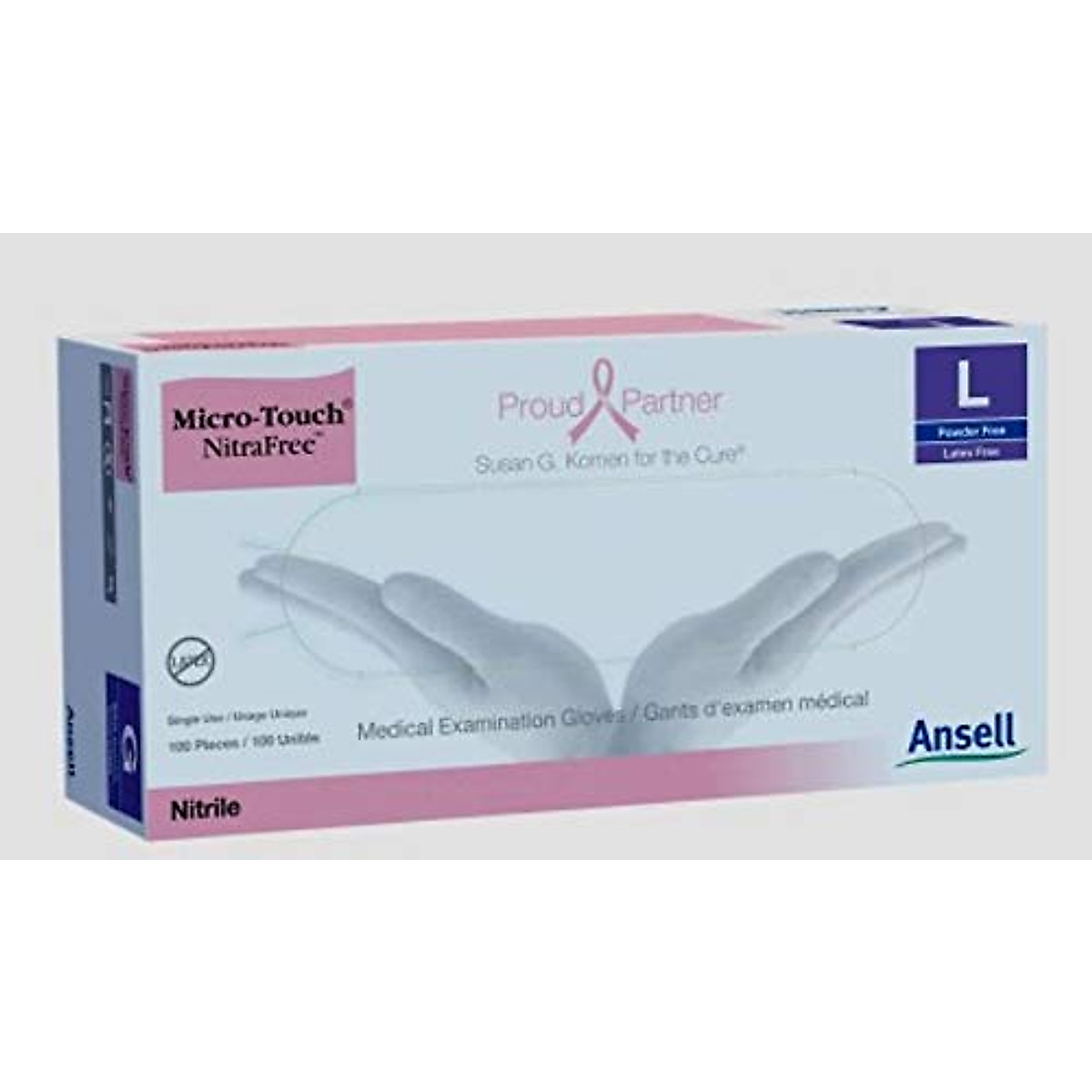 Ansell Perry 6034513 Microtouch NitraFree Gloves Large 100/Bx