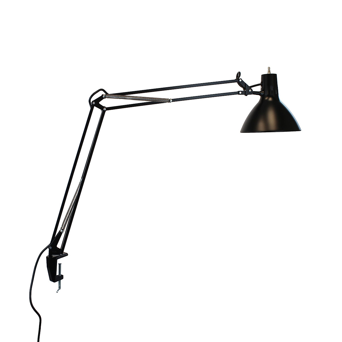 Luxo LS1ABK LS 23W CFL Task Light, 45" Powder-Coated Arm with External Springs, Edge Clamp, Black