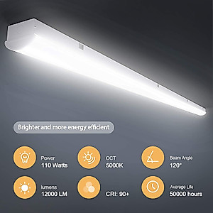 TychoLite 110W LED Shop Lights 8FT Linear Strip Light, 12000LM, 5000K, 8' LED Light Fixtures for Garage Warehouse Supermarket, 8 Foot LED Commercial Ceiling Lighting, Fluorescent Tube Replacement
