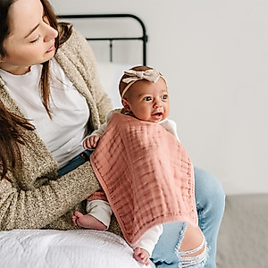 Natemia Muslin Baby Burp Cloths | Large 21”x11” Size | Super Absorbent and Ultra Soft Washcloths | 6-Layer Design | 3-Piece Gift Set