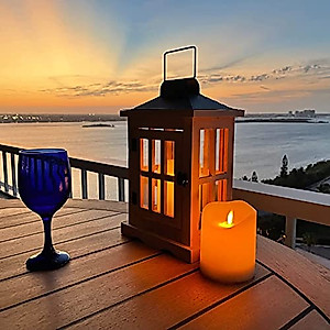Waterproof Flickering Flameless Candles, Outdoor Indoor Battery Operated LED Candles with Remote Timers, Won't Melt, Ivory Frosted Plastic, D3.25 x H4 5" 6", Set of 3