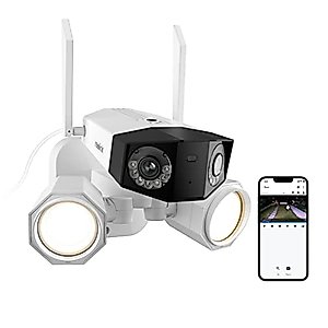 REOLINK Floodlight Camera, 4K Dual-Lens Wired WiFi Outdoor Security Camera 180° FOV, Smart Human/Vehicle/Pet Detection Siren Alarm, Color Night Vision, 2.4G/5GHz Dual-Band WiFi, Duo Floodlight WiFi