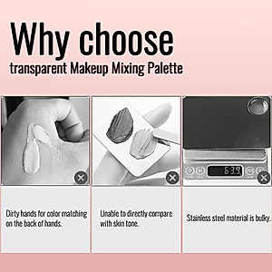 Erinde Handheld Makeup Mixing Palette, Acrylic Transparent Mixing Foundation Tray for Makeup Artist and Beginner, Lipstick Eyeshadow Foundation Color Test Art nail Palette With Foundation Spatula