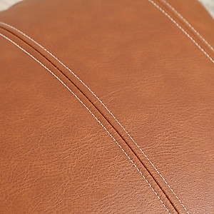 MANDIOO Set of 2 Boho Striped Faux Leather Throw Pillow Covers 16x16 Inch Modern Luxury Square Decorative Cushion Cases for Living Room Bedroom Sofa Couch Brown