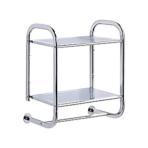 SunnyPoint Compact Wall Mount 2 Tier Bathroom Shelf with Towel Bars (Chrome)