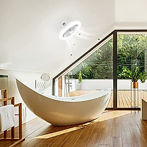 Fan Light, Ceiling Fans with Lights and Remote Ceiling Fan with Lights, Enclosed Low Profile Fan Light, Ceiling Light Hidden Electric Fan Delier with Remote Control Modern Ceiling Fan with Light