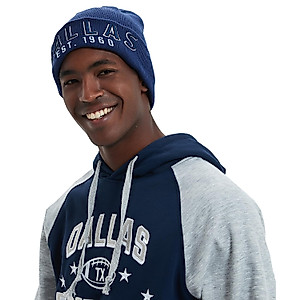 CLORPEAK Dallas Embroidery Classic Cuff Beanie Hat Cuffed Winter Hat Knit Toque Skull Cap - Navy OneSize