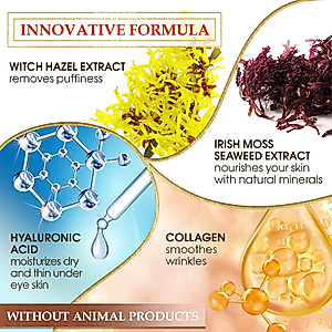 Under Eye Patches for Puffy Eyes Collagen Eye Mask for Dark Circles Gel Under Eye Pads for Wrinkles with Hyaluronic Acid Clear Eye Masks Under Eye Bags Treatment Men and Woman (15 pairs)