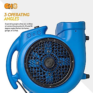 cho Air Mover Durable Lightweight Carpet Dryer Utility Blower Floor Fan for Janitorial Cleaner Home Commercial (Blue, 1/2 HP)
