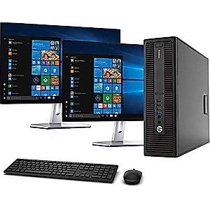 HP 800 G2 SFF Computer Desktop PC, Intel Core i5-6500 3.2GHz Processor, 16GB Ram, 512GB M.2 SSD, Wireless Keyboard & Mouse, WiFi | Bluetooth, HP Dual 23.8 LCD Monitor, Windows 10 Pro (Renewed)