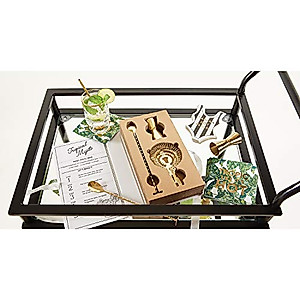 Santa Barbara Design Studio Gift Set Drinking Essentials Sippin' Pretty Black and White Cardboard Book Gift Box, 3-Pieces, Havana Gold Bar Tools