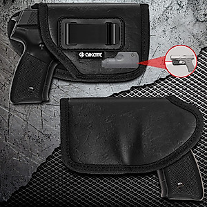 2 PACK IWB Holster with Laser Sight, Concealed Carry Gun Holster for Women/Men, ECO Leather Concealment Inside Waistband Holsters with Metal Clip Fits Most Midsize & Compact 9/40/45 & Laser Attachment