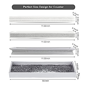 YJNSFT 11" Large Vanity Sink Tray for Bathroom Counter, Resin Toilet Tank Storage, Rectangular Kitchen Soap Organizer, Jewelry Plate Decor Holder for Perfume, Candles, Tissues, Towel, Plant (White)