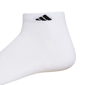 adidas Men's Athletic Cushioned Low Cut Socks with Arch Compression for a Secure fit (6-Pair), White/Alumina Beige/Carbon Grey, L