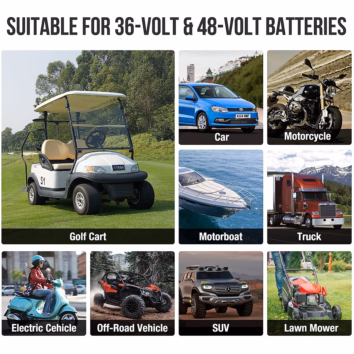 Dght Golf Cart Charger, 36V 18 Amp /48V13 Amp Lead-Acid Lithium Lifepo4 Battery Charger, Yamaha Golf Cart Charger