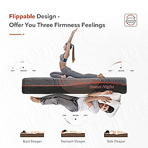 Sweetnight King Size Mattress, 10 Inch Memory Foam King Mattress with Three Firmness Levels in One Mattress, Infused Gel for Cool Sleep, King Foam Mattress in a Box,Grey