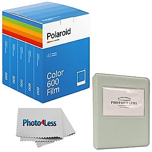 Polaroid Color Film for 600 (5 Packs of Film - Total 40 Photos) + Album + Cloth