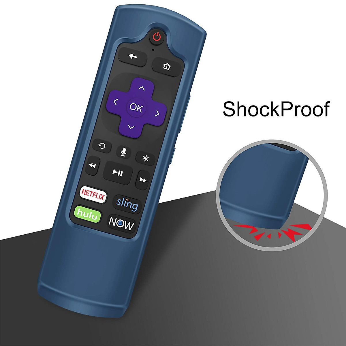 CaseBot Remote Case for Roku Voice, Express HD / 4K+, Ultra LT Enhanced Voice, Express 3930, Premiere+ 3921, Streaming Stick+ Remote, Honey Comb Anti Slip Shockproof Silicone Cover, Cyan Blue