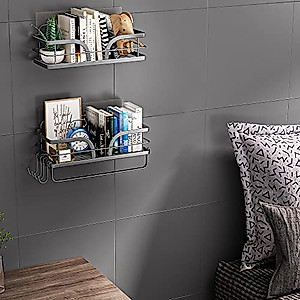 Shower Caddy Shelf Storage Rack, 3-Pack Adhesive Shower Organizer with Hooks for Hanging Razor, Towel Bar and Soap Dish, 304 Stainless Steel No Drilling Rustproof Shower Shelves Basket for Bathroom