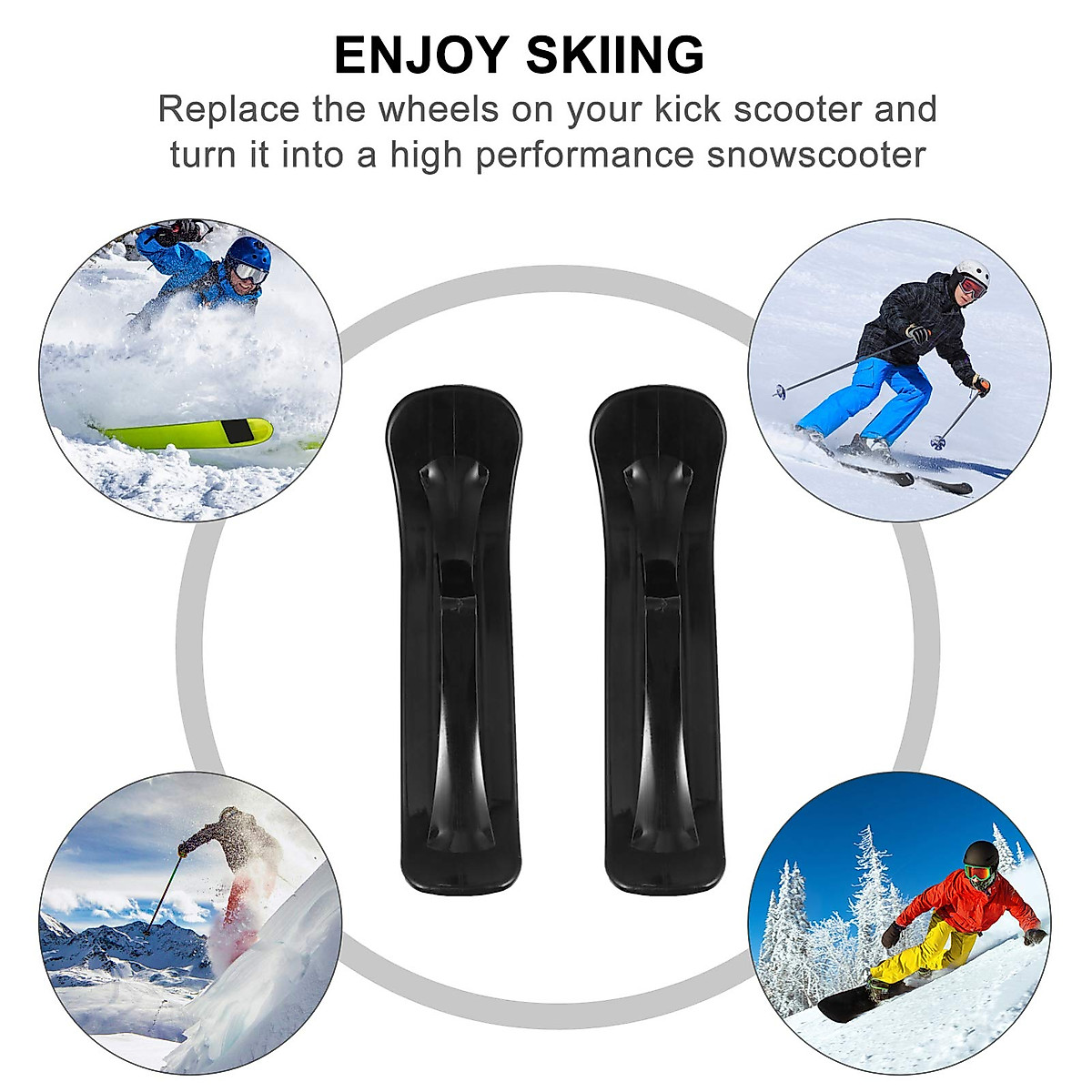 BESPORTBLE Ski Scooter Snow Sled Attachment Scooter Sled Ski Fold Sled Kids Scooter Attachment