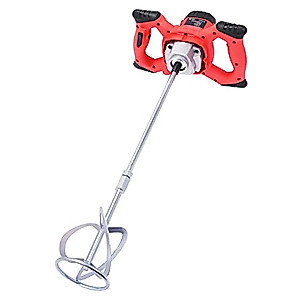 Portable Concrete Mixer 110V 2100W Electric Handheld 6 Gears for Thinset Cement Plaster Grout Paint Mud Mixing with 23.6" Stirring Rod (Red)