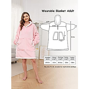 Lushforest Blanket Hoodie, Oversized Wearable Blanket Hoodie Adult, Sherpa Fleece Hoodie Blanket Sweatshirt Throw with Zip for Women Men