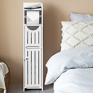 AOJEZOR Toilet Paper Holder Stand: Bathroom Storage Cabinet - Toilet Paper Holder Fit for Mega Roll,White