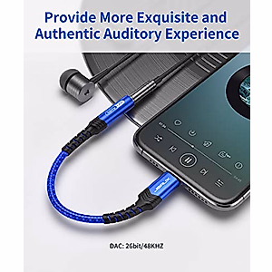 JSAUX Lightning to 3.5mm Adapter, iPhone Headphone Adapter [Apple MFi Certified] iPhone Aux Adapter Compatible with iPhone 14/14 Pro Max/13/13 Pro Max/12/12 Pro Max/11/11 Pro Max/SE/X/XR/XS/8-Blue