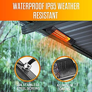 Electric Patio Heater, VQVG Outdoor Patio Heater, Infrared Outdoor Heater Wall Mount, 1500W Adjustable Setting with Remote Control, Waterproof IP65, Easy to Install, for Garage Patio, Black