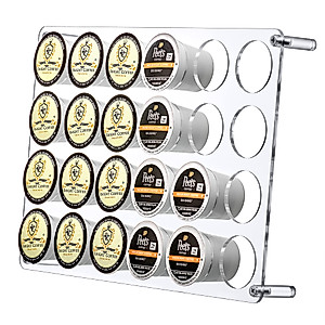Amazing Abby 24-Slot Flat Acrylic Coffee Pod Holder, Large-Capacity Plastic Coffee Capsule Storage, BPA-Free and Shatter-Proof, Great for Use on Countertop or in Drawer, Up to 24 Keurig K-Cups