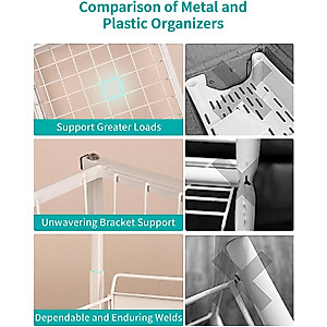 Under Sink Organizer,Metal Pull Out Kitchen Cabinet Organizer with Sliding Drawer,Sturdy Multi-Functional for Bathroom Organization,White