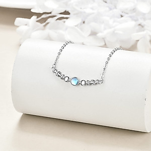 CRMAD Moon Phase Necklace Sterling Silver Moonstone Pendant Mother's Day Gifts for Mom (moon phase)