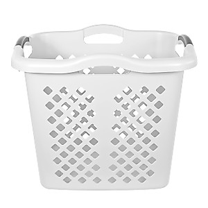 EGEN Home Logic 2 Bushel Lamper Laundry Basket with Silver Handles, White