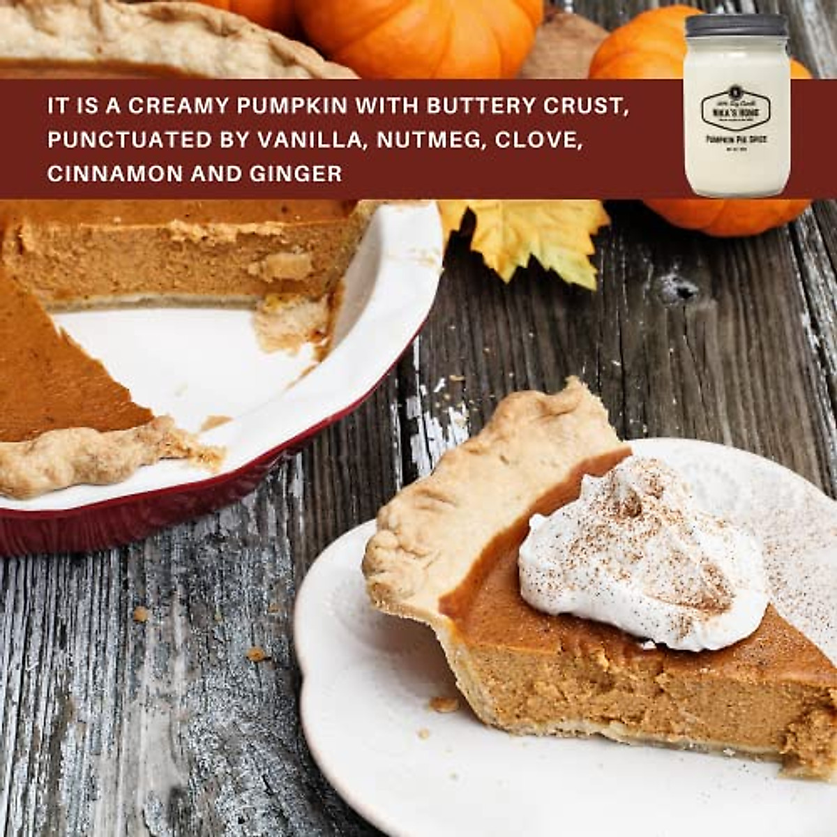 Nika's Home Pumpkin Pie Spice Soy Candle 12oz Mason Jar Non-Toxic White Soy Handmade, Long Burning 50-60 Hours Highly Scented All Natural, Clean Burning Candle Gift Décor