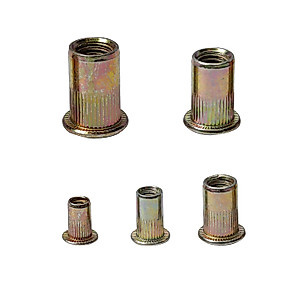 340PCs Rivet Nuts 8-32 10-24 1/4-20 5/16-18 3/8-16 Metric Rivet Nuts M4 M5 M6 M8 M10 Nutsert RIV Nuts Threaded Insert Nuts Kit Carbon Steel
