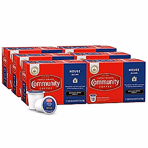 Community Coffee House Blend 72 Count Coffee Pods, Medium Dark Roast, Compatible with Keurig 2.0 K-Cup Brewers