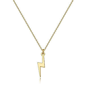 Tasiso Lightning Bolt Necklace for Women Minimalist Lightning Charm Pendant 14K Gold Plated Lightning Bolt Necklace