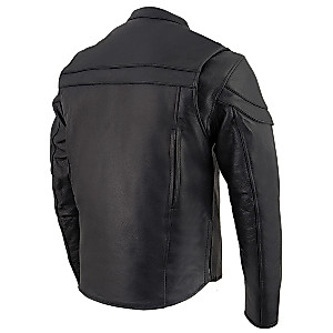 Milwaukee Leather SH1408 Men's Sporty Crossover Vented Black Motorcycle Leather Scooter Jacket - Large