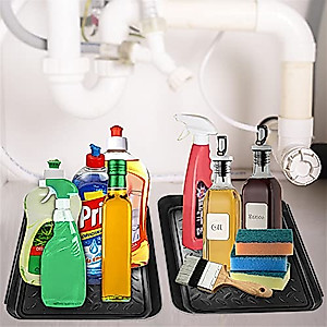 3 Pcs Under Sink Drip Tray, 13.8 * 10.8 Inch Plastic Under the Sink Drip Protector Tray Under the Sink Mat Under Sink Drip Catcher for Kitchen Bathroom or Laundry Room