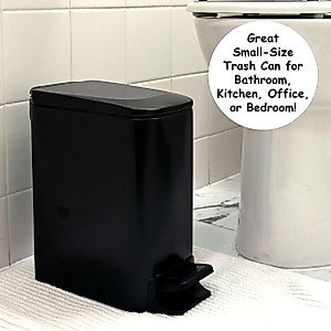 Homie Soft Close, Slim Trash Can 6 Liter / 1.6 Gallon with Anti - Bag Slip Liner and Lid, Use as Mini Garbage Basket, Slim Dust Bin, or Decor in Bathroom, Restroom, Kitchen, or Bedroom (Matte Black)