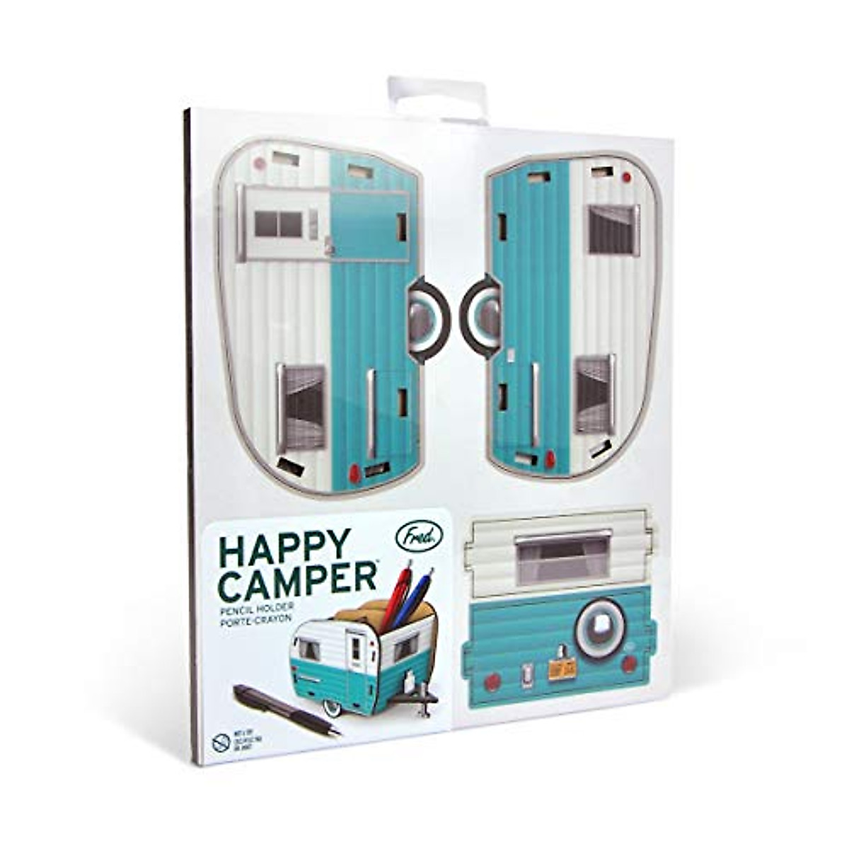 Genuine Fred Happy Camper Vintage Camper Pencil Holder, White and Blue (5242680)
