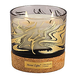 Scented Candles, Natural Soy Wax Candles for Home Scented, 2 Wicks Aromatherapy Candles with Wood Base, Large Candle for Decor Great Gifts,10 OZ - Sea Island Cotton