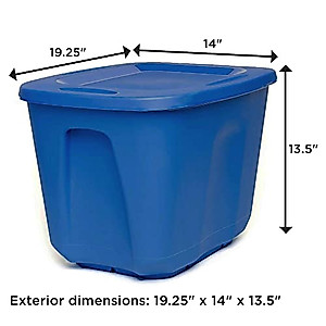 HOMZ 6610DWBLDC.05 Plastic Storage Tote with Lid, 10 Gallon, Blue, Stackable, 5-Pack