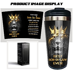 Muilzon Son-in-Law Gifts Coffee Tumbler 15 oz - Son in Law Gifts from Mother in Law/Father in Law Travel Mug - Gifts for Son in Law Tumblers - Birthday Gift Ideas for Son in Law
