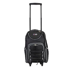 Double Handle Rolling Backpack with Mesh / Multi-Pockets (Black)
